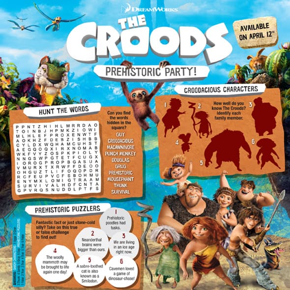 Have fun with The Croods - Activity Sheet! - Fun Kids - the UK's ...